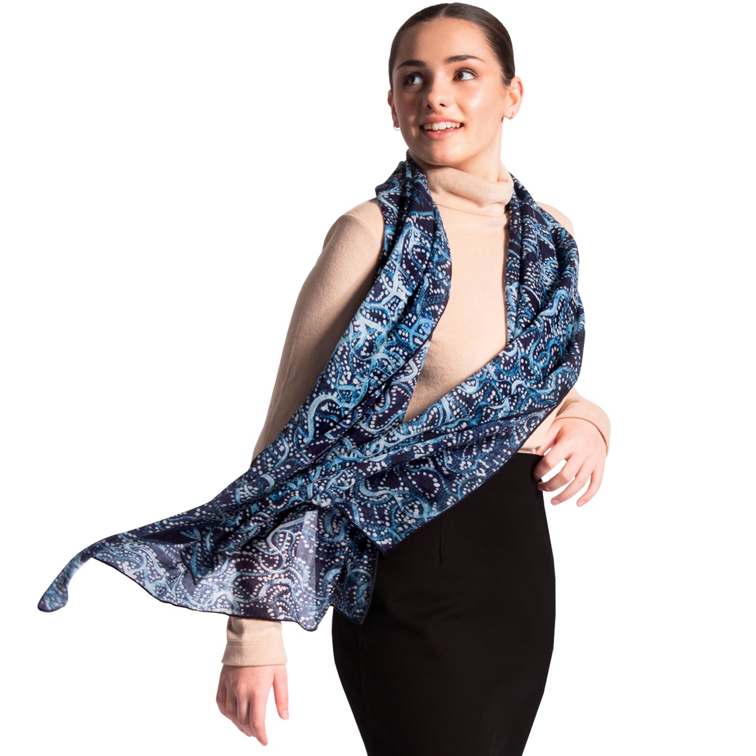 Women's Night Ceremony Large Wool Scarf – Aboriginal Art Scarves ...