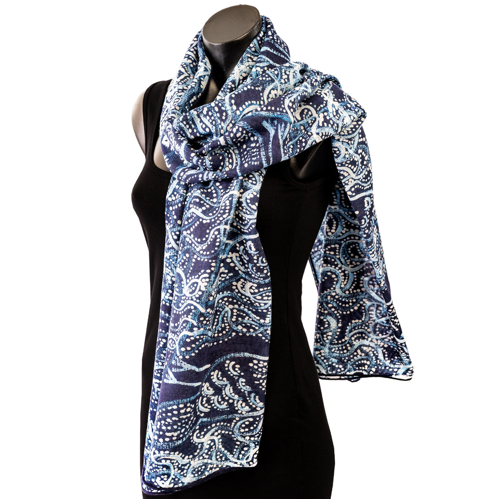Women's Night Ceremony Large Wool Scarf – Aboriginal Art Scarves ...