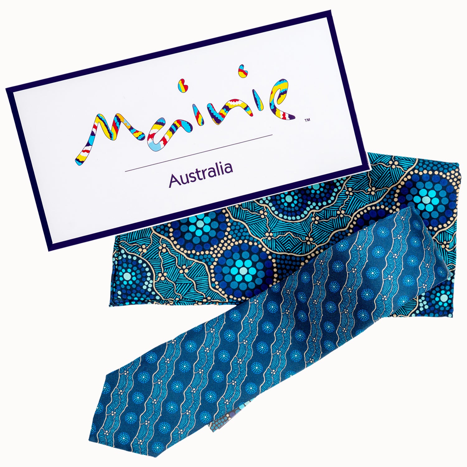 Men's Blue Connections Neck Tie & Pocket Square Set | Australian Gifts ...